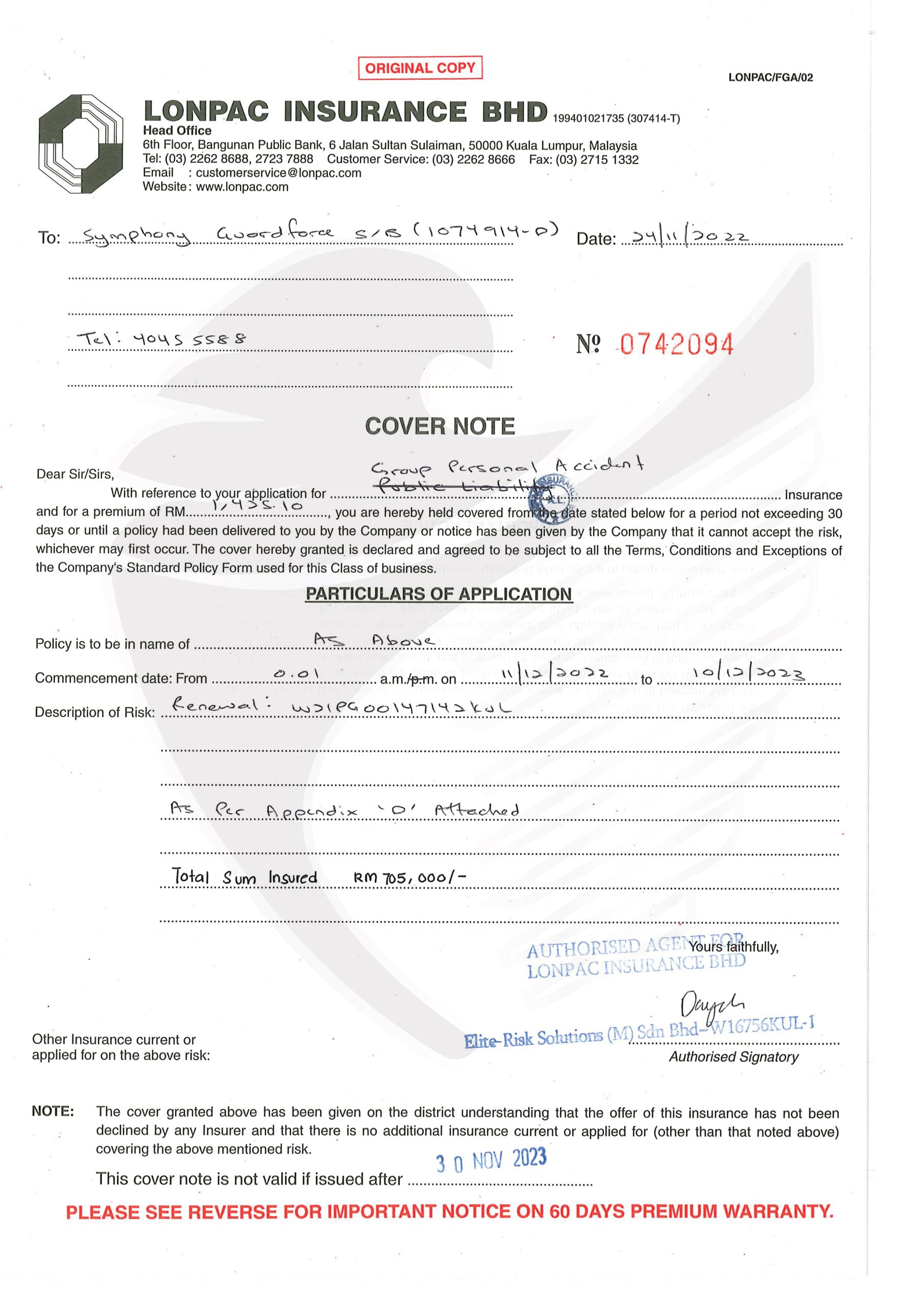 Security Guarantee – SYMPHONY GUARDFORCE SDN BHD